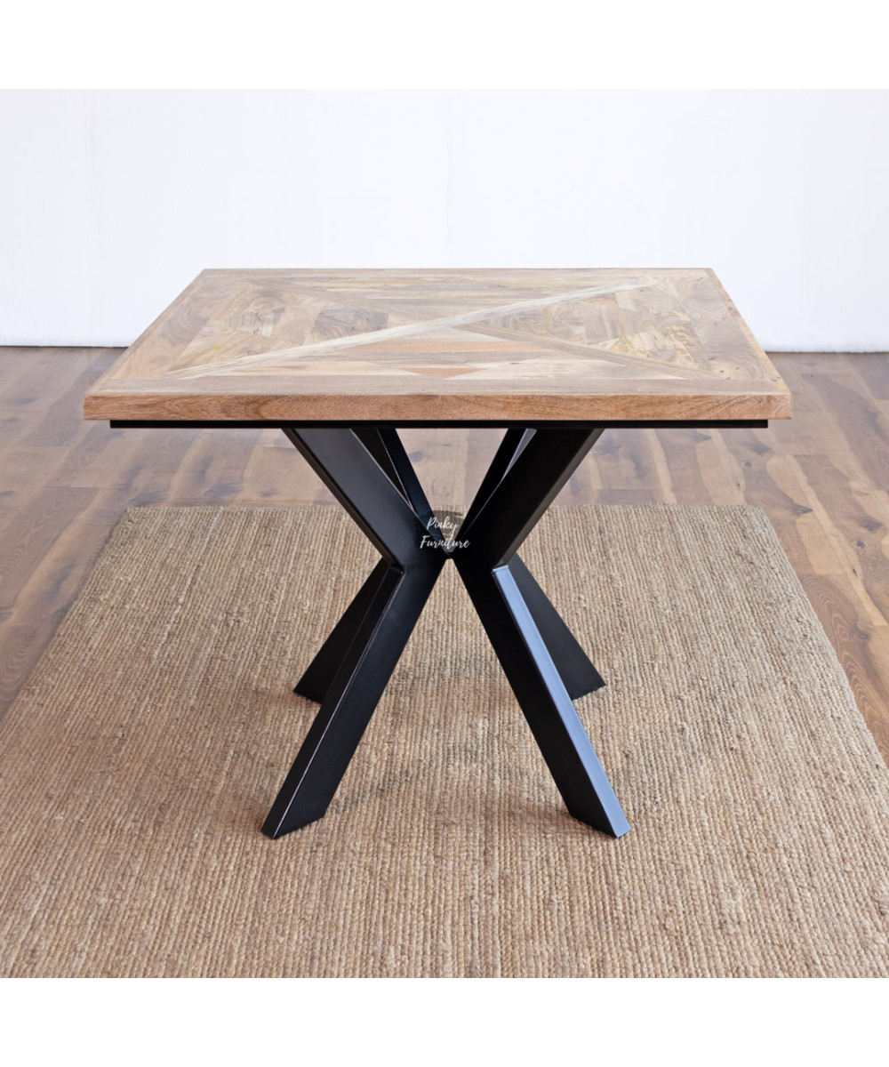 Pinky Furniture | Dining Table Sq Herringbone Design